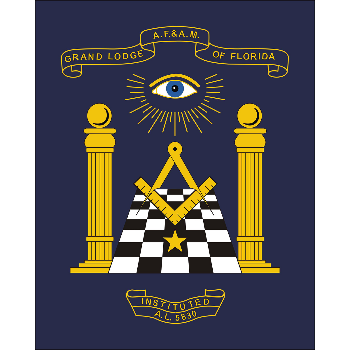 Grand Lodge of Florida - Hand Embroidered Gift Frame – Zeebro Masonic ...