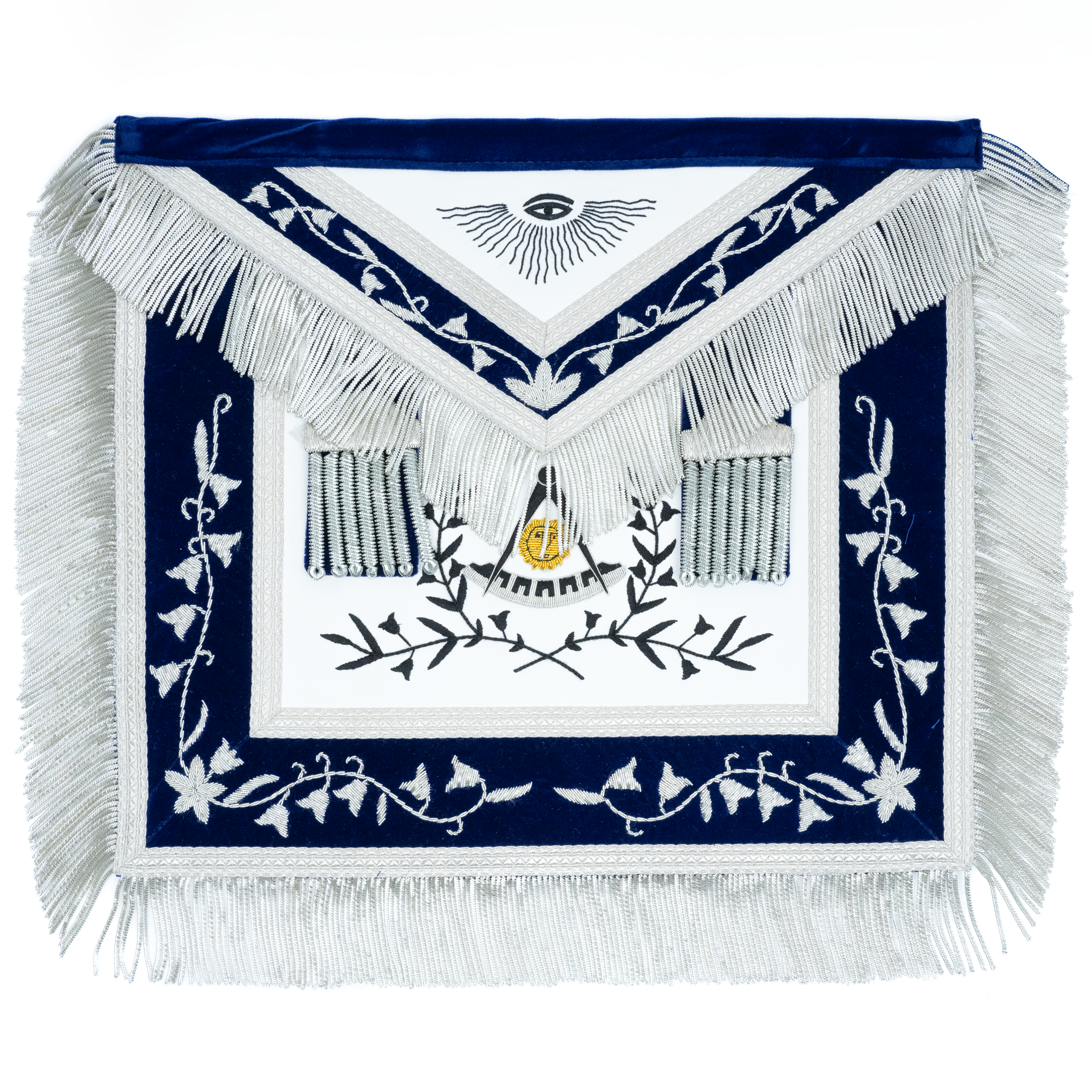 Past Master Masonic Apron – Silver Bullion Embroidery, Blue Velvet ...