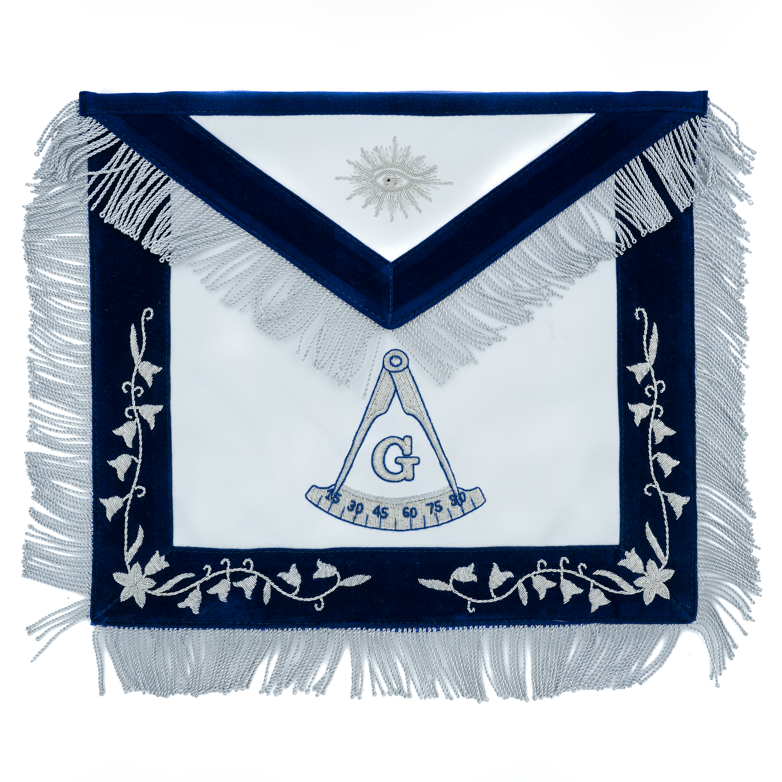 Past Master Apron | Hand-Embroidered Silver Bullion Vines & Raiders Pa ...