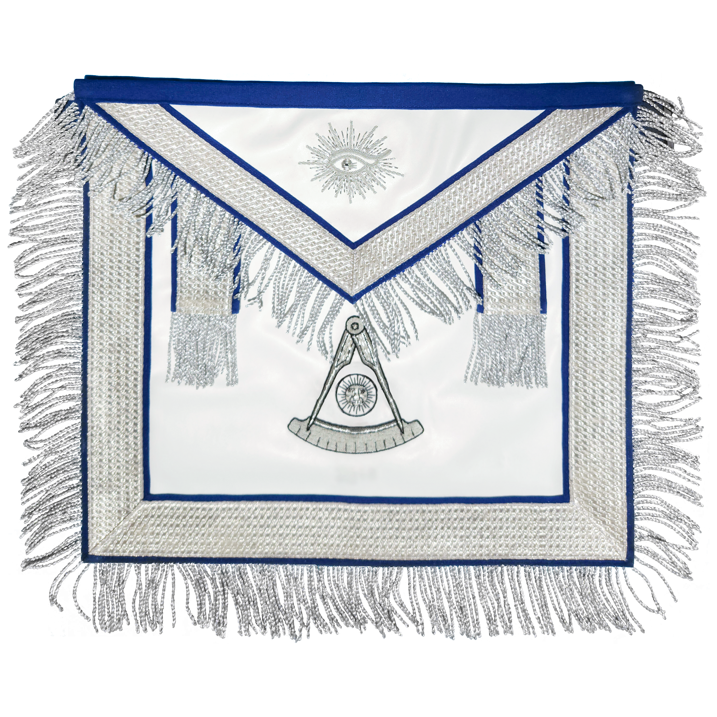 Past Master Masonic Apron | Hand-Embroidered Silver Bullion Design wit ...